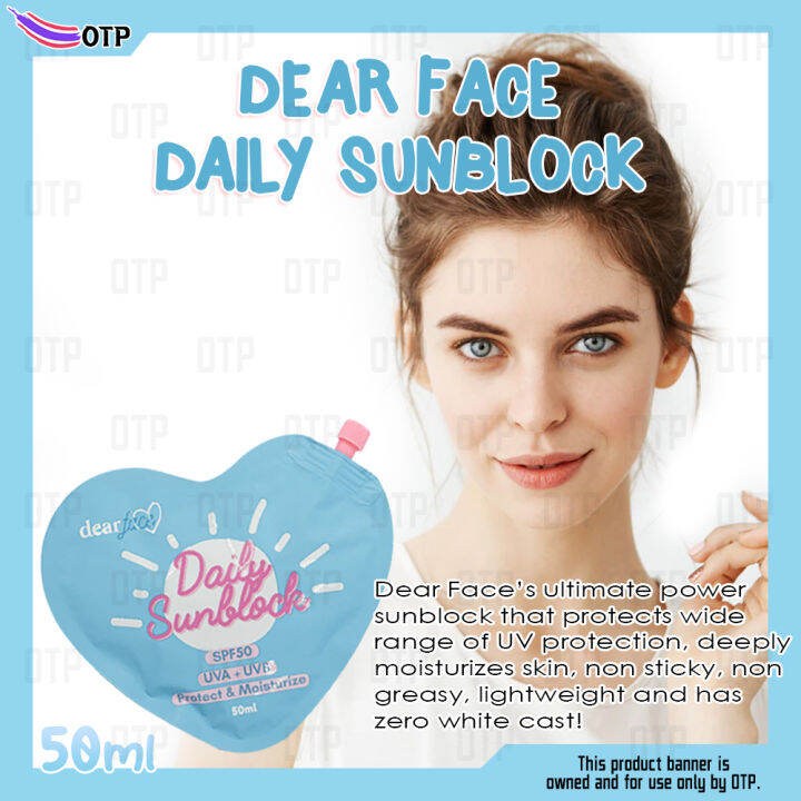 Dear Face Daily Sunblock Cream 50ml UVA&UVB with SPF 50 Zero White cast ...
