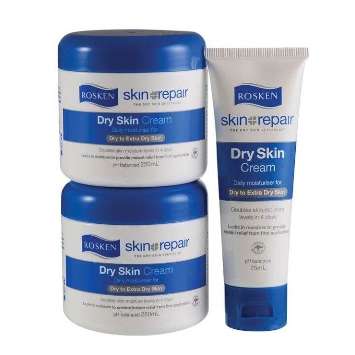 Rosken Skin Repair Dry Skin Cream (2 x 250ml) [Free Dry Skin Cream 75ml ...