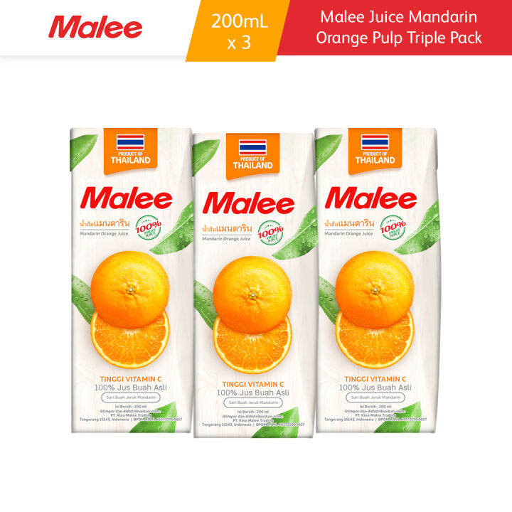 Malee Juice Mandarin Orange Pulp 200ml Triple Pack | Lazada Indonesia