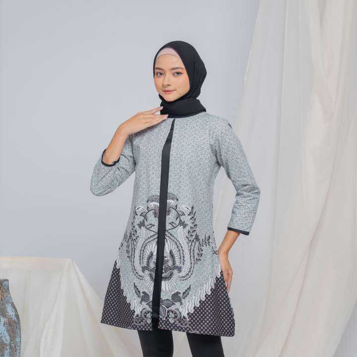 BAJU BATIK MUSLIMAH OUTFIT KONDANGAN MODEL TUNIK PIAS KASYAIRA | Lazada ...