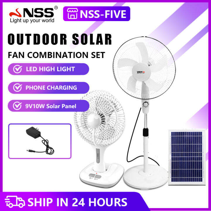 NSS Desktop Fan Stand Fan Dc Rechargeable Fan with Led Light and Solar ...