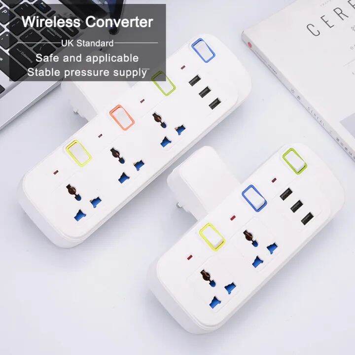 Extension Plug with usb T Adaport with 3 USB Port Surge Protector Wall ...