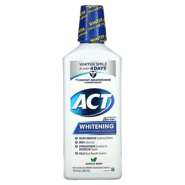 Act, Whitening Anticavity Fluoride Mouthwash, Alcohol Free, Gentle Mint ... Act, Whitening Anticavity Fluoride Mouthwash, Alcohol Free, Gentle Mint ...