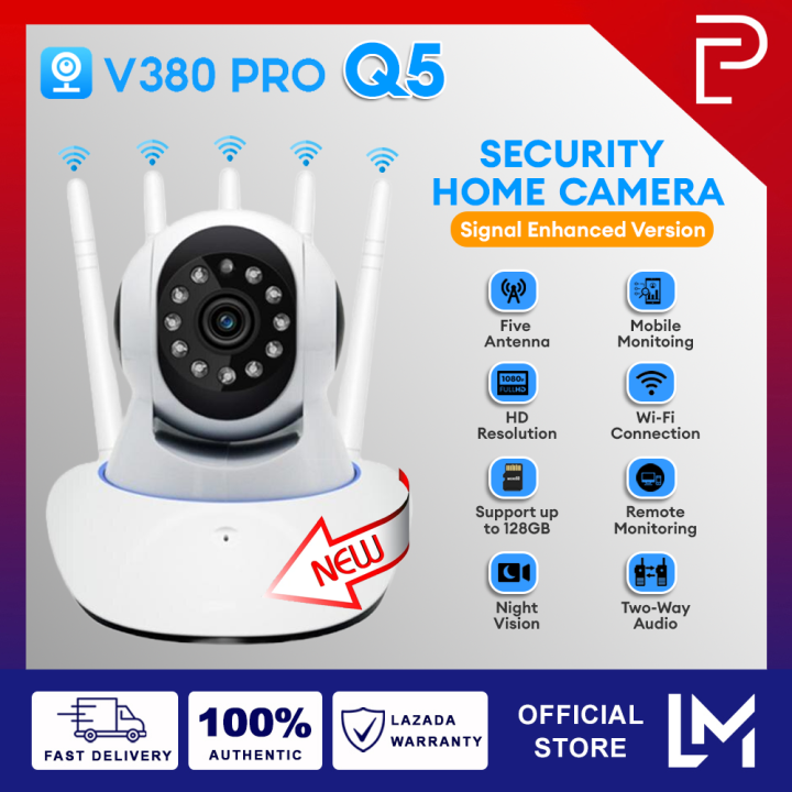 V380 PRO Q5 IP Camera with Antenna Signal Enhanced Version Wireless WIFI Smart HD Two-way Audio ...