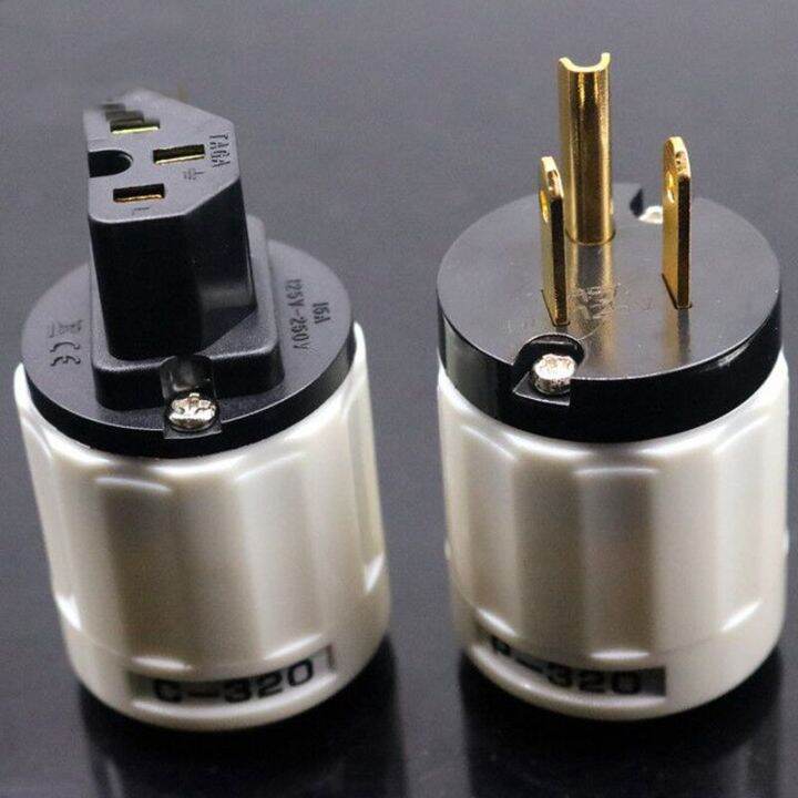 Hifi Audio P-320+C-320 Rhodium Gold Pure Copper US AC Power Plug IEC ...
