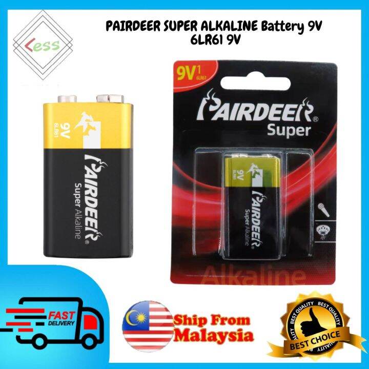 LESS - PAIRDEER SUPER ALKALINE Battery 9V 6LR61 9V[ready stock in ...