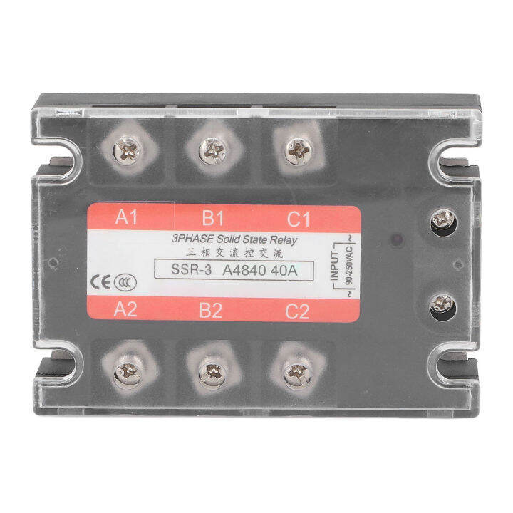 รีเลย์สถานะของแข็ง3เฟสเอาต์พุต SSR 24-480V ตัวกันกระแทกเคสใสแสดงสถานะไฟ ...