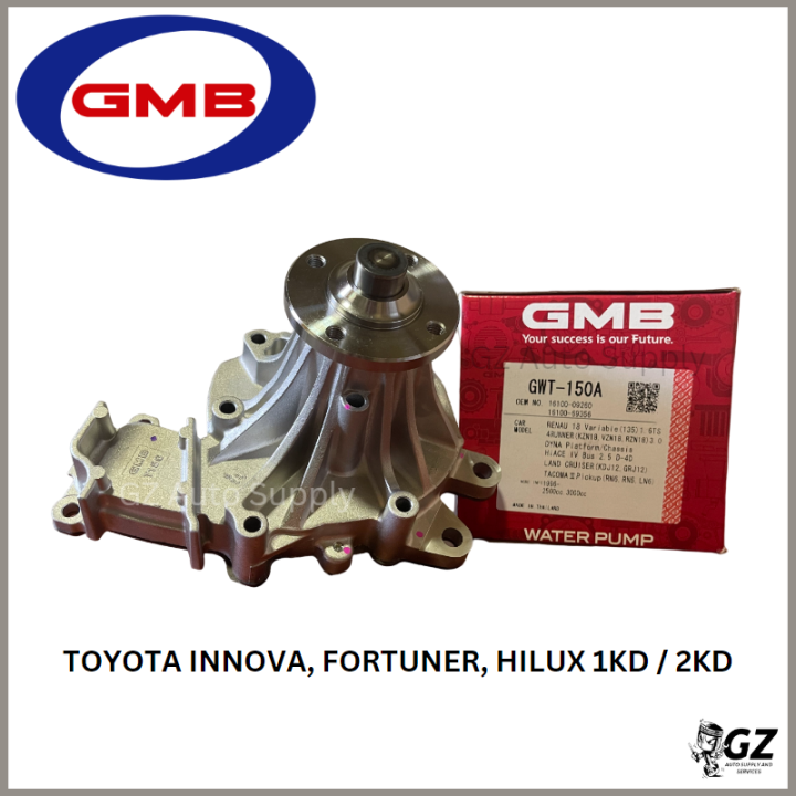 GMB Water Pump for TOYOTA INNOVA / FORTUNER / HILUX / HIACE 1KD / 2KD | Heavy Duty | GWT-150A ...