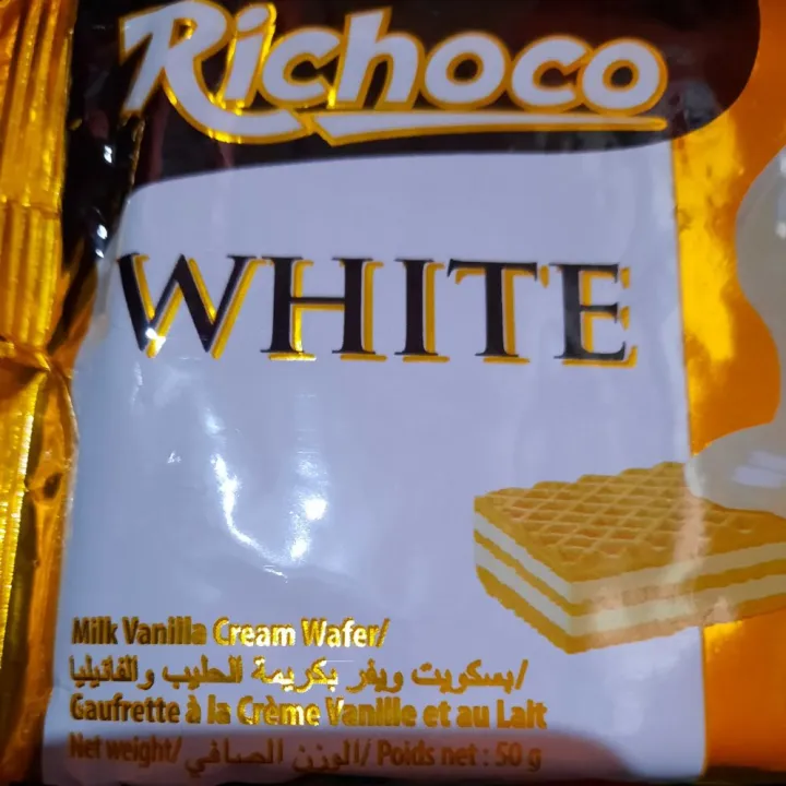 20pcs RICHOCO WHITE milk vanilla cream wafer 50g | Lazada PH