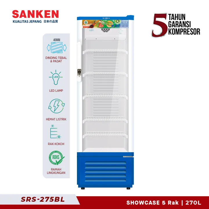 SANKEN Showcase 270 Liter SRS-275 Blue White | Lazada Indonesia