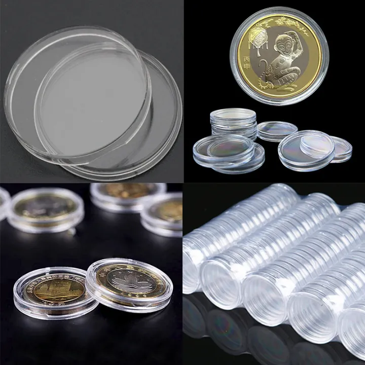 Fantic 10pcs 35mm Applied Clear Round Cases Coin Storage Capsules ...