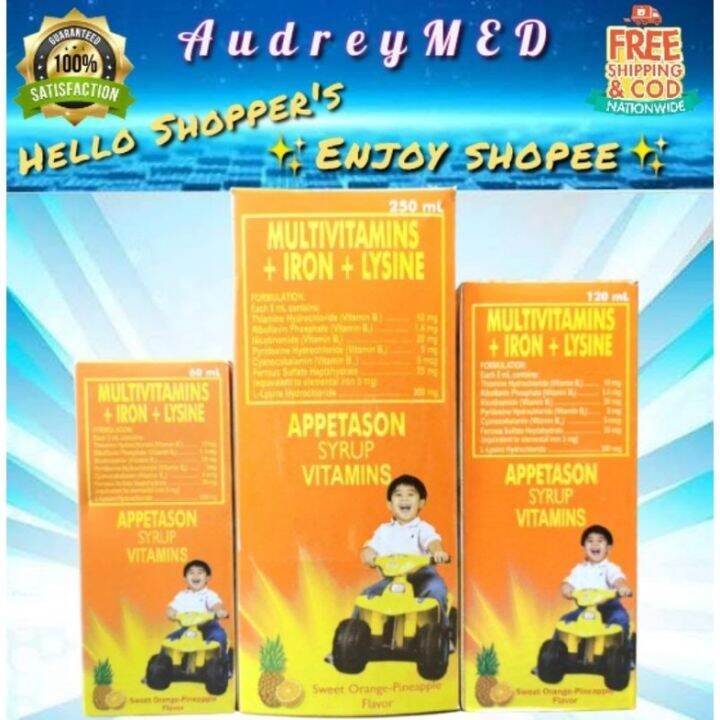 APPETASON (Multivitamins Iron lysine) 60mL / 120mL 250mL syrup | Lazada PH