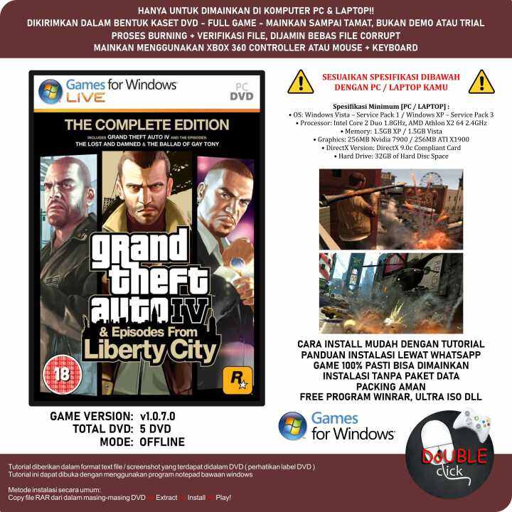 Grand Theft Auto 4 GTA IV GTA4 Complete Edition Kaset DVD Game PC ...