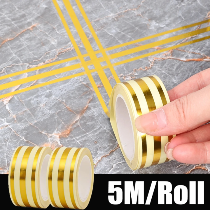 Polocat 5M/Roll Self-Adhesive Tile Gap Stickers Waterproof Gold Wall ...
