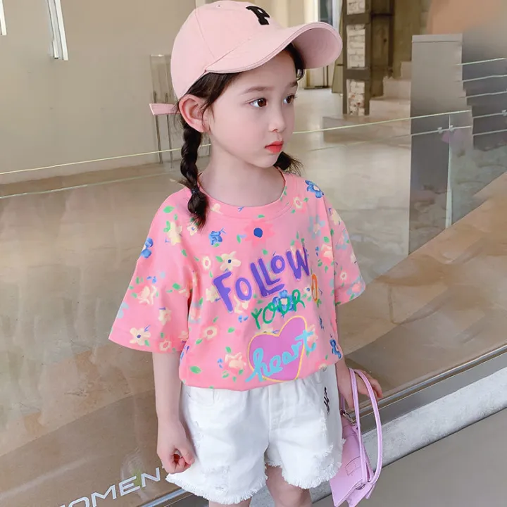 (Bago) (Espesyal na Presyo) Mga Batang Babae na Maikling Manggas na T ...