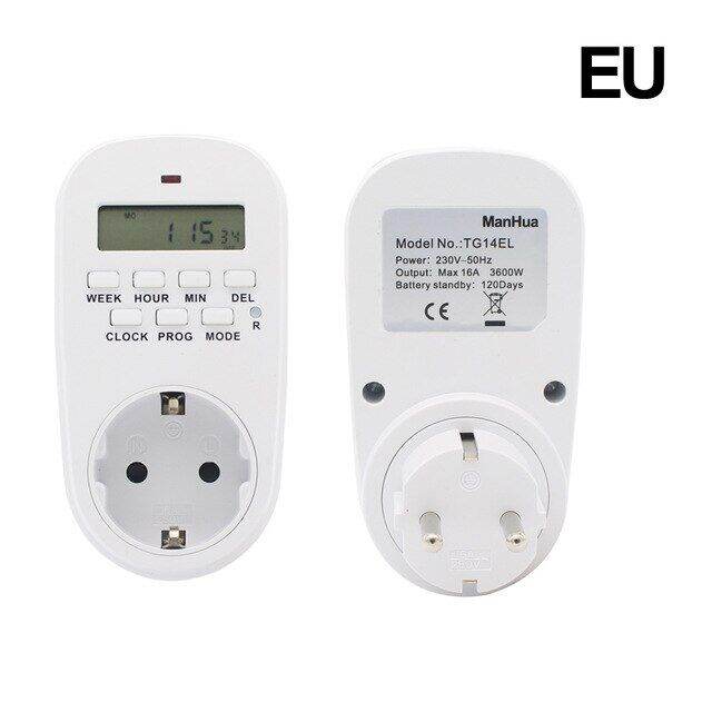 Manhua Electronic Digital Timer Switch Eu/us/uk Plug Timer Outlet 230v 50hz 24 Hour Cyclic ...