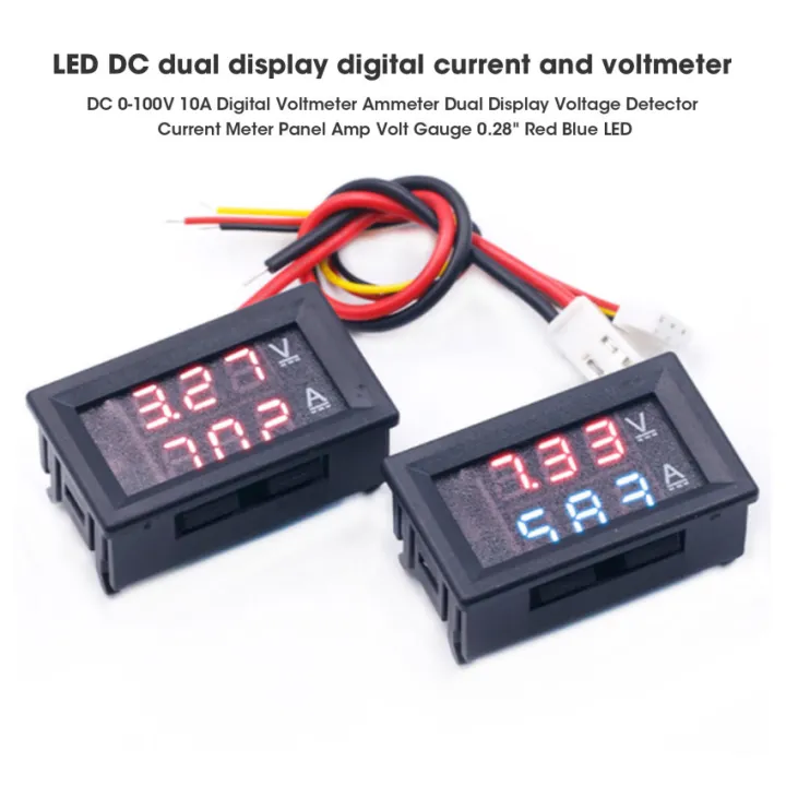 DC 0-100V 10A Digital Voltmeter Ammeter Dual Display Voltage Detector Current Meter Panel Amp ...