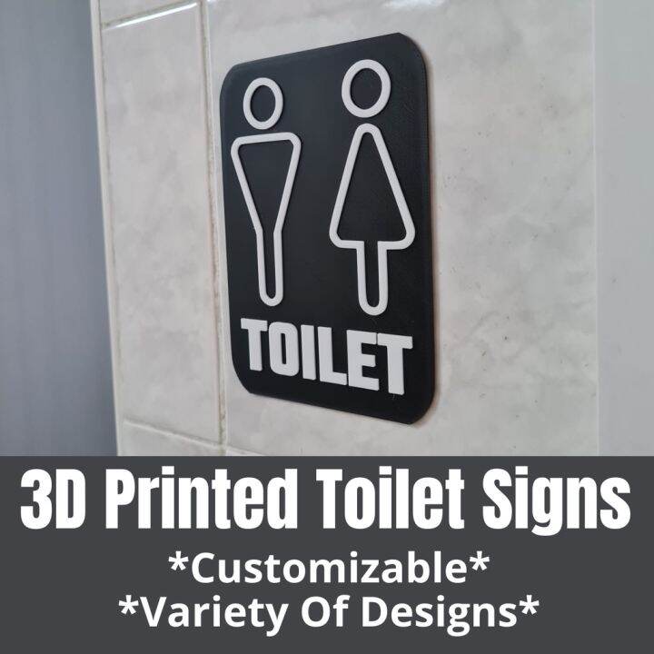 Toilet Sign | 3D Printed | Door Signage | Wall Decoration | Office ...