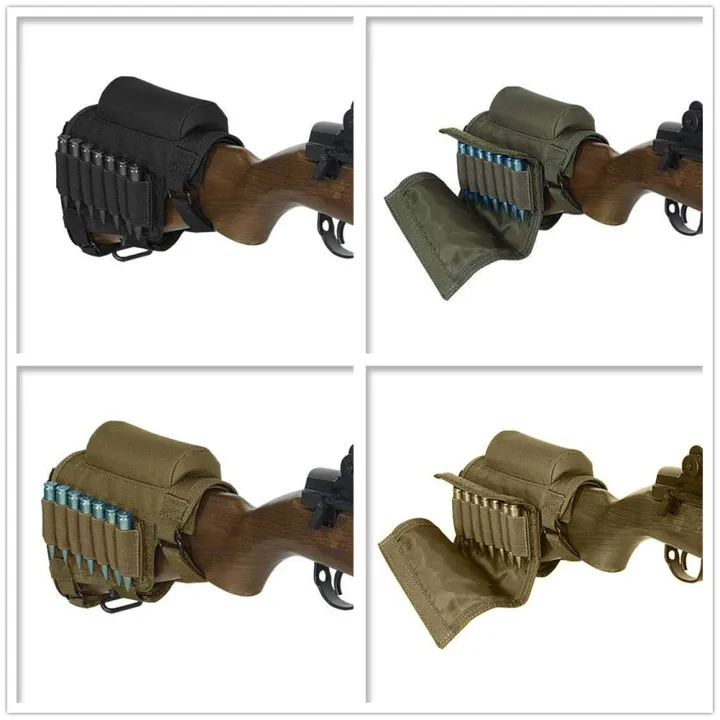 Adjustable Tactical Butt Stock Rifle Cheek Rest Cartridges Pouch Holder ...