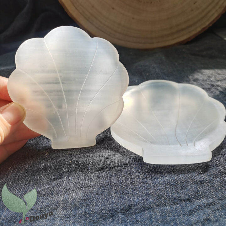 1PC Shell Shaped Moroco Selenite Plate, Polished Selenite Crystal ...