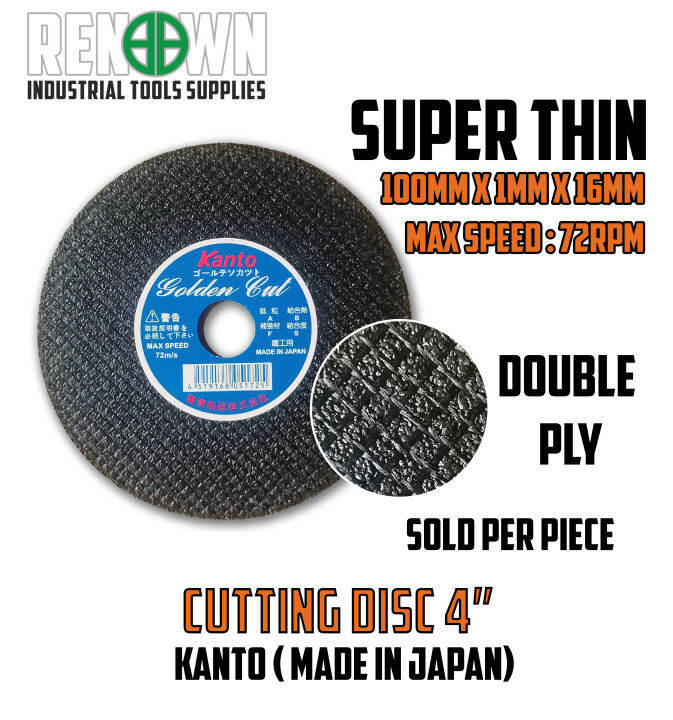 KANTO Super Thin Cutting Disc double ply 4" for Metal (made in Japan ...