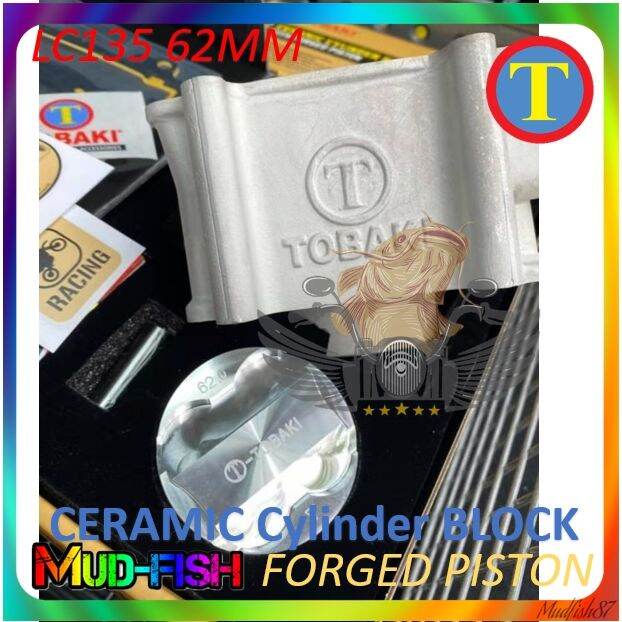 TOBAKI CERAMIC CYLINDER BLOCK + FORGED PISTON SET FOR YAMAHA LC135, Y15ZR, FZ150 57MM, 62MM ...