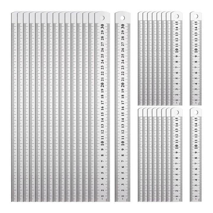32 Pcs Metal Ruler Bulk Set 6 Inch and 12 Inch Stainless Steel Ruler ...