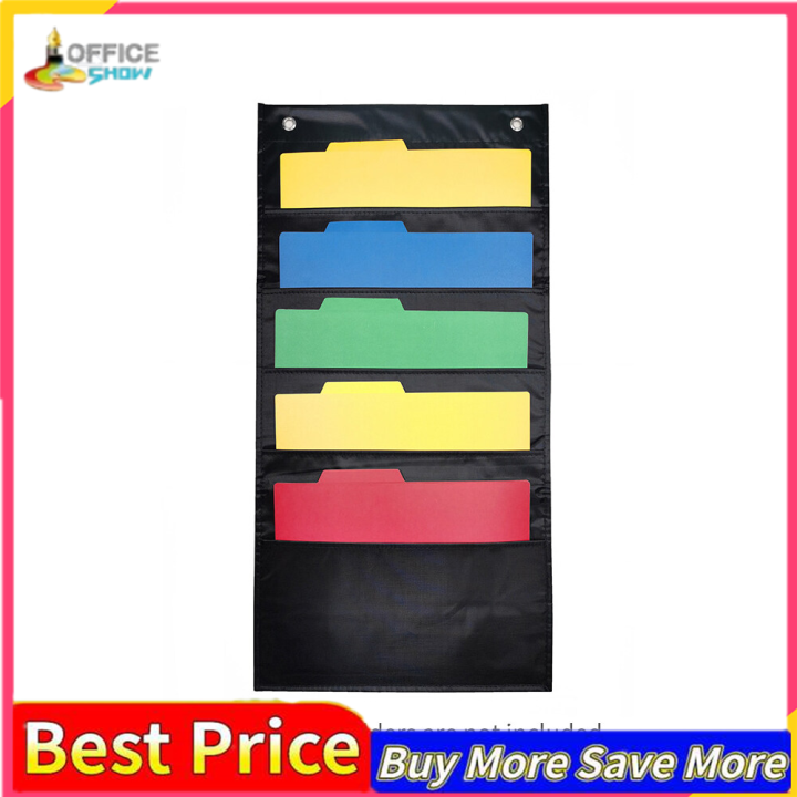 Hanging Wall File Organizer Large 5 Pockets Storage Pocket Chart with 2 ...