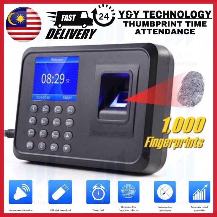 READY STOCK Biometric Fingerprint Attendance Machine Thumbprint Record Worker Absence Office ...