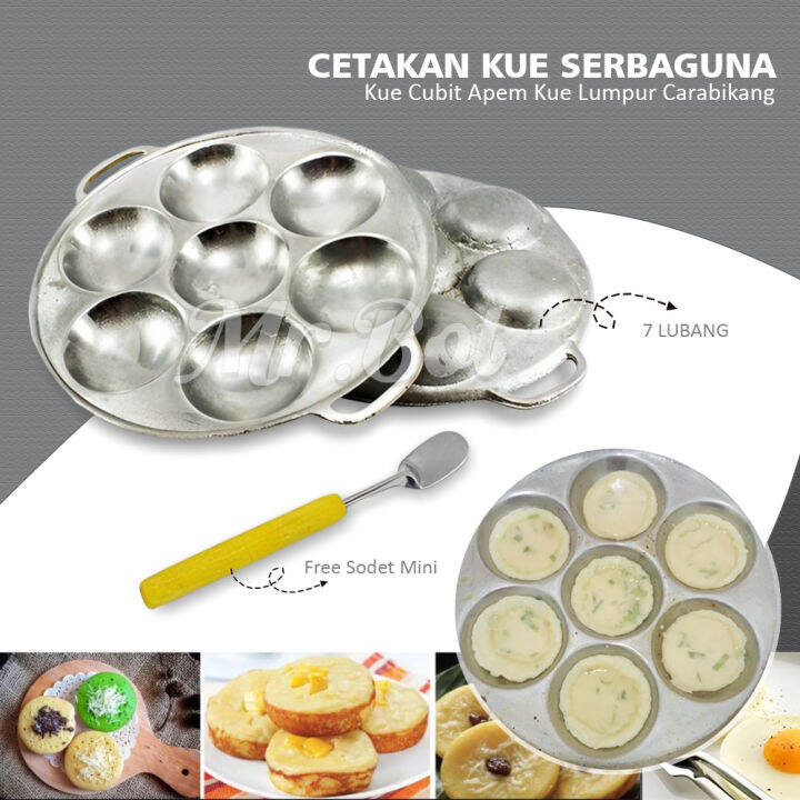 Cetakan Kue Cubit 7 Lubang Kue Lumpur Mini Loyang Kue Apem Lubang Bonus ...