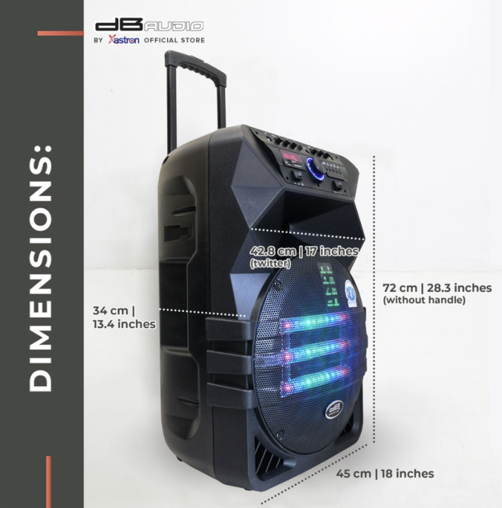 DB Audio Skywalker-15 Portable Mobile Trolley Bluetooth Speaker (15 ...