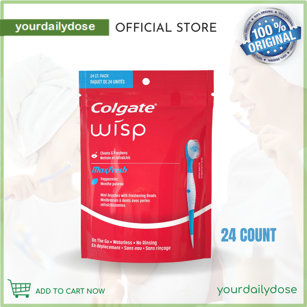 Colgate Max Fresh Wisp Disposable Mini Toothbrush, Peppermint - 24 ...
