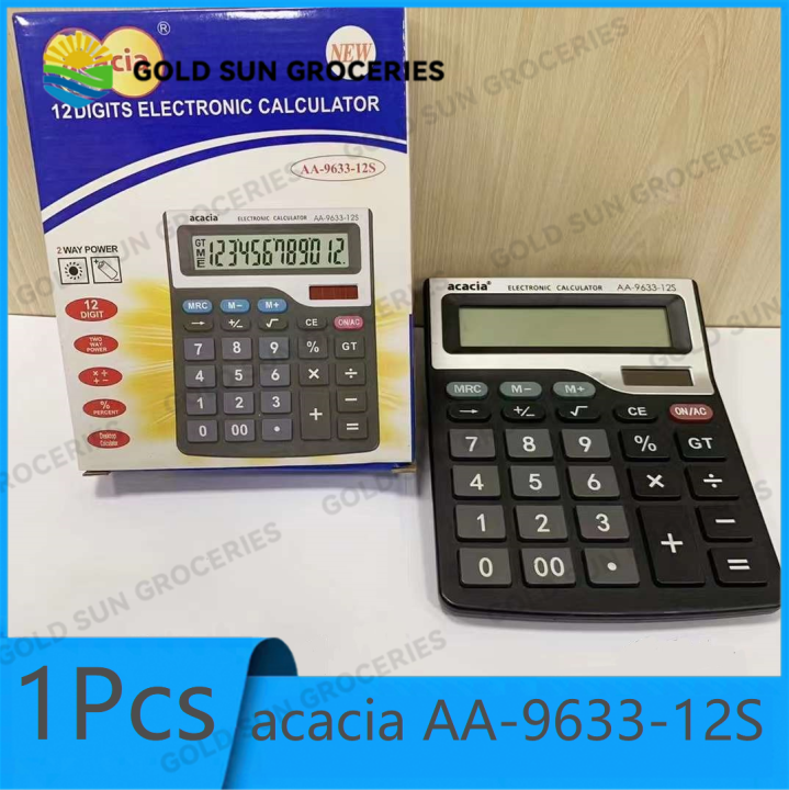 acacia Solar energy LCD 12 DIGITS ELECTRONIC CALCULATOR AA-9633-12S Big ...