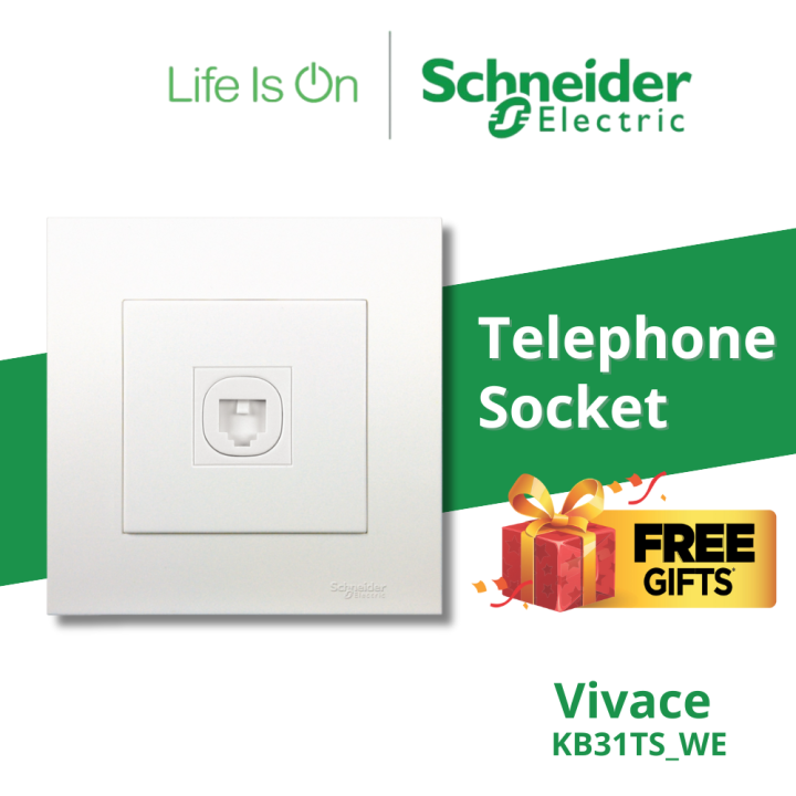 Schneider Electric Vivace Series1 Gang Telephone Socket Shuttered ...