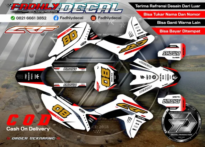 ⭐⭐⭐⭐⭐ Decal Dekal Sticker CRF 150L Putih hitam orange (body ...