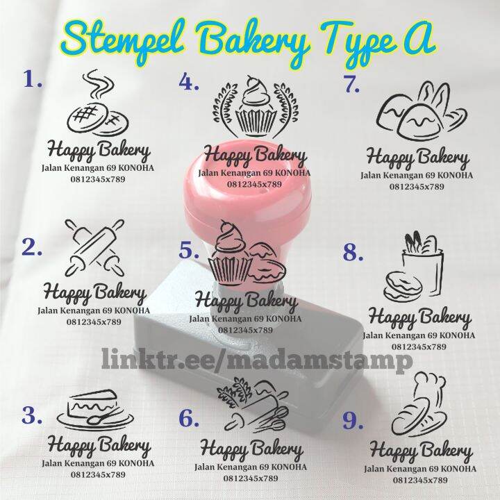 stempel cafe A bakery nama toko roti bread cake store warna flash ...