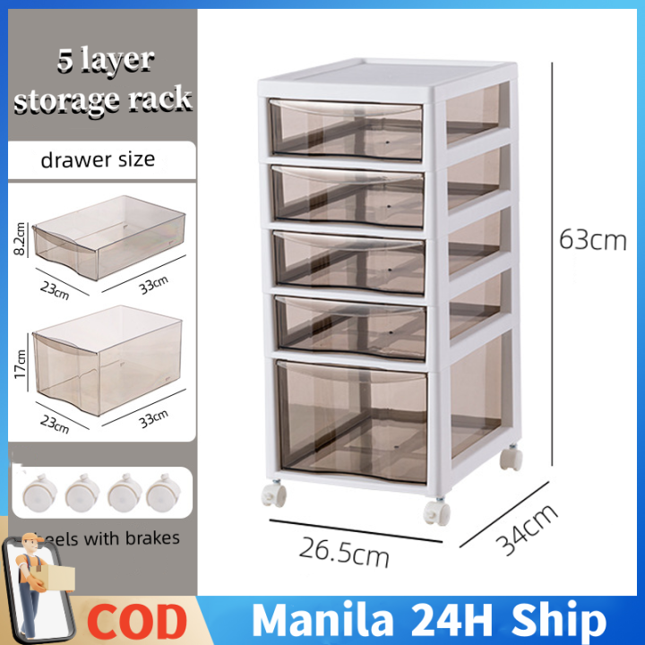5 layer Drawer Organize Rack with wheel Multi-layer Office Storage ...
