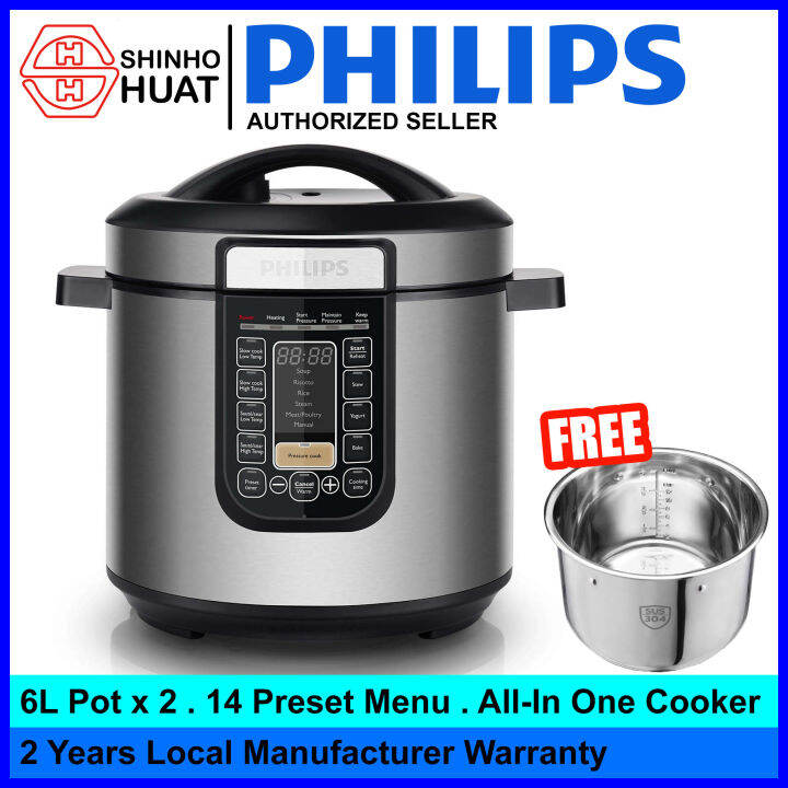 Philips Pressure Cooker HD2137 ( 6.0L ) Multi Cook Menus [ EXTRA ONE ...