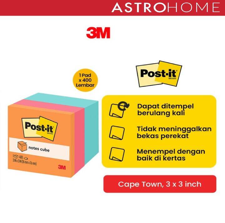 Post It 3M - Memo Tempel Sticky Notes Cube Cape Town Color 2059 AQ CPT ...