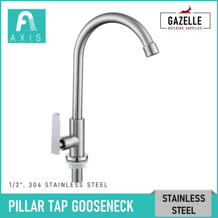 Axis Pillar Tap Gooseneck Yarra Stainless Steel | Lazada PH