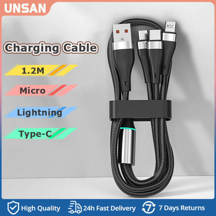 Mobile Phone Charging Cable，100W Fast Charging with Light Data Line 3 ...