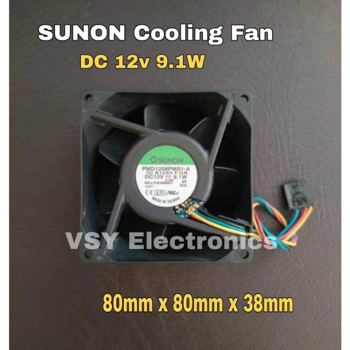 Original Sunon 12v DC 9.1W 80mm x 80mm x 38mm Cooling Fan Blower ...