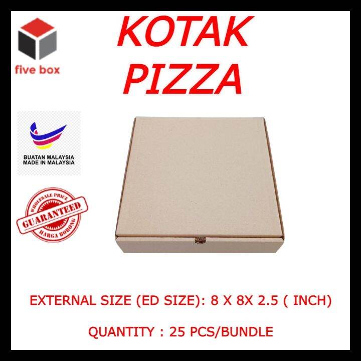 KOTAK PIZZA, PIZZA BOX, 8X8X2.5 INCH, 25PCS/BUNDLE | Lazada