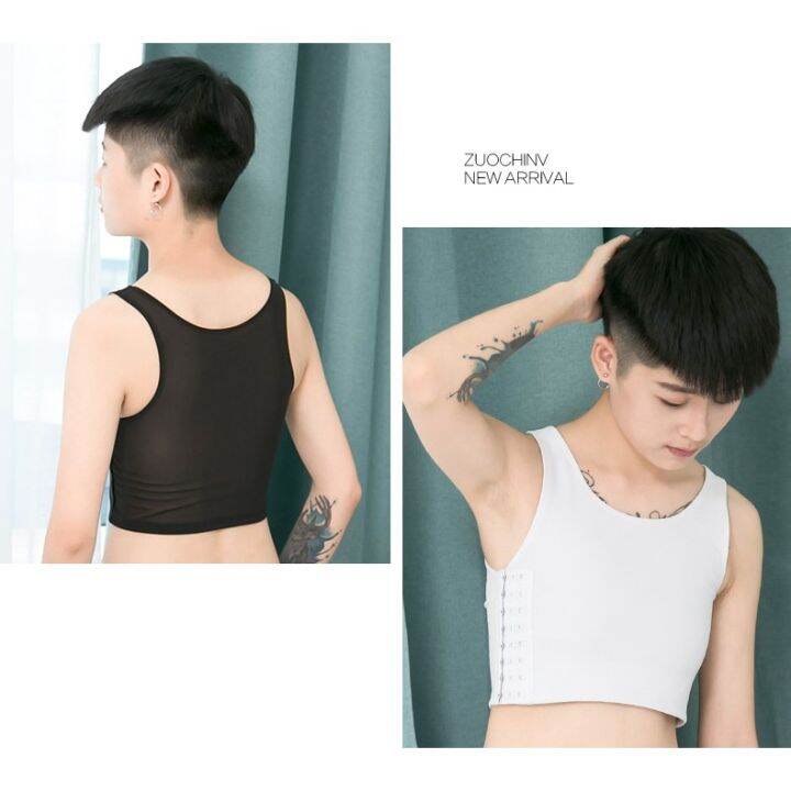 หัวเข็มขัดระบายอากาศหน้าอก Binder กระชับเต้านมหน้าอก FTM เสื้อรัดรูป ...