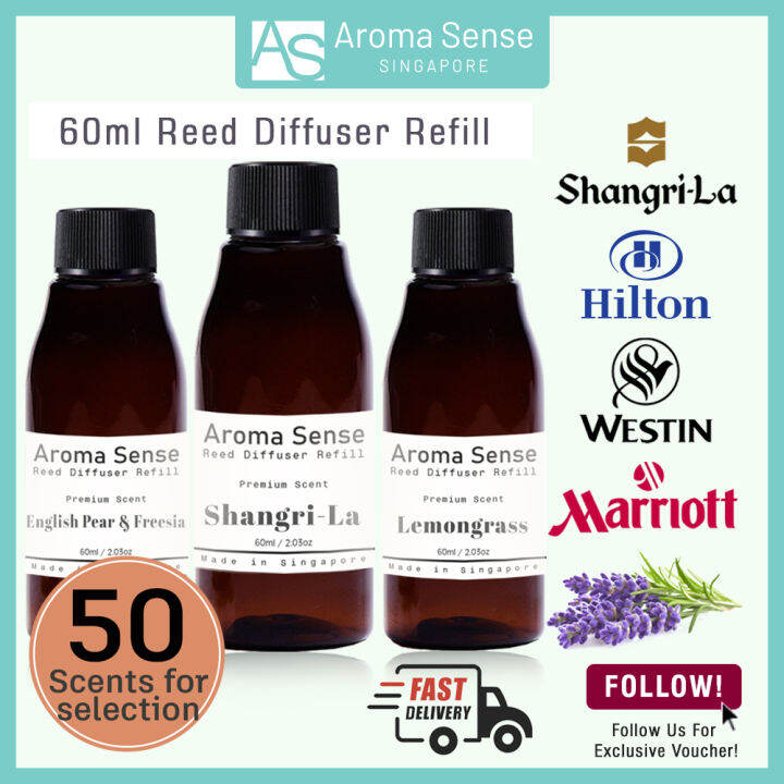 Aroma Sense Reed Diffuser Refill (60ml) with 50 Scents for selection ...