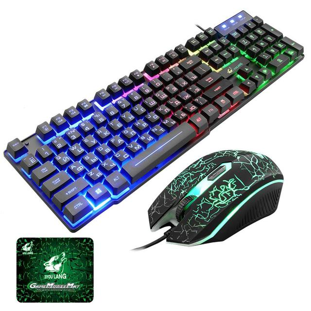 Russian+English Keyboard Wired Gaming Mouse And Keyboard Set Rainbow ...