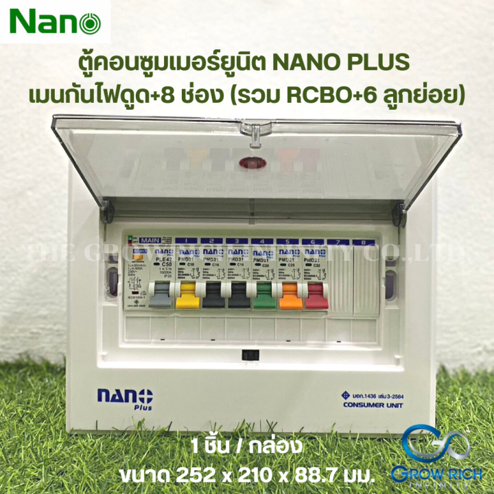 NANO PLUS ตู้คอนซูมเมอร์ยูนิต เมนกันดูด +8 ช่อง( ราคารวมเมน RCBO + 6 ...