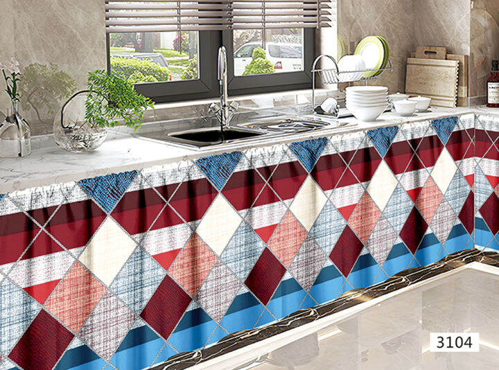 COD Kurtina Lababo Abstract Print Style Half Curtains Kitchen Sink Good ...