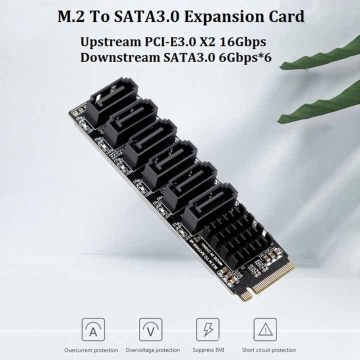 2Sets M.2 NVME to SATA3.0 M.2 MKEY PCI-E Riser Card PCIE to SATA ...
