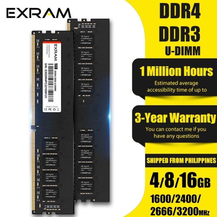 EXRAM RAM DDR4 DDR3 8GB 4GB 16GB DIMM Gaming Memory 1600MHz 2666MHz ...
